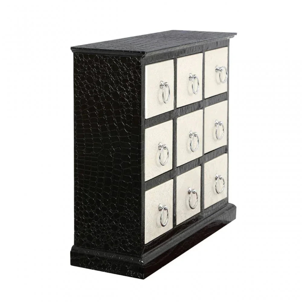 Clara 9 Drawer Crocodile Leather Effect Cabinet – Home Centre Direct