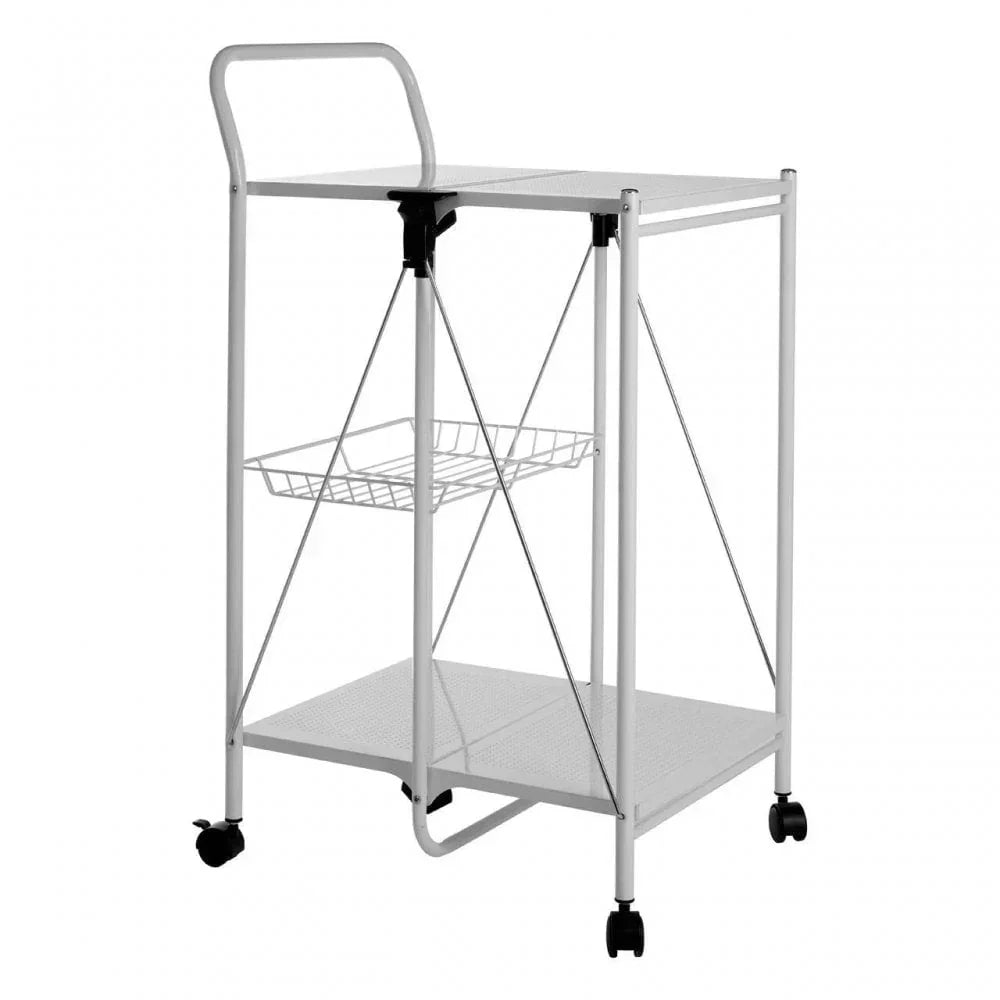 Brent White Rectangular Folding Kitchen Trolley – Home Centre Direct