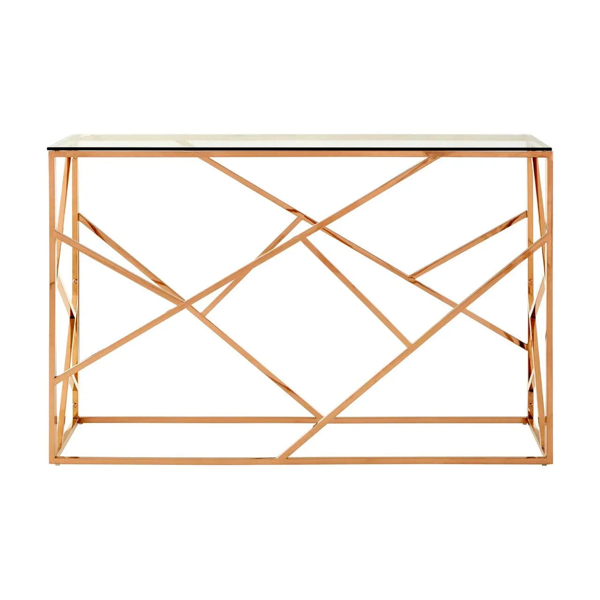 Rose Gold Geometric Console Elegance – Home Centre Direct